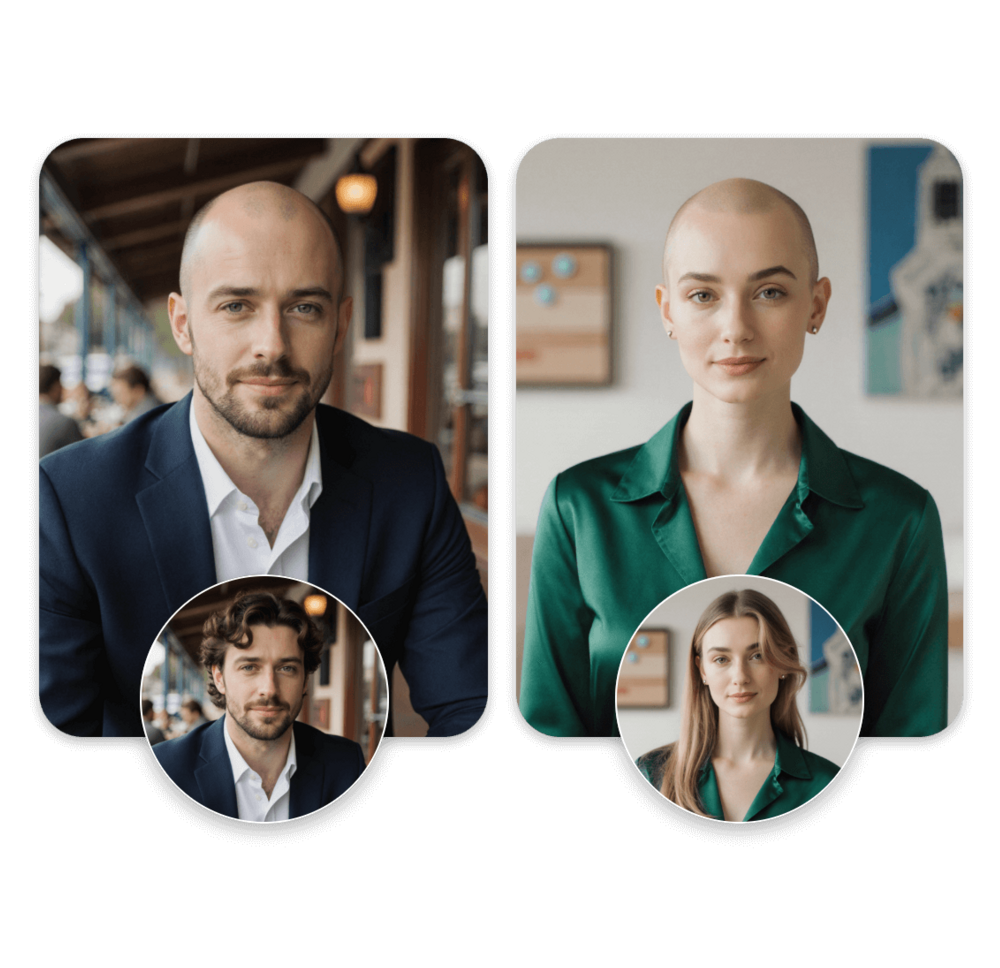 Free AI Bald Filter Online: Create Bald Head from Photo | Clipfly