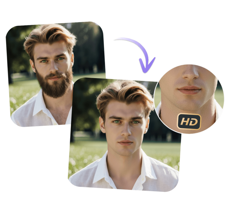 Free AI No Beard Filter Online: Remove Beard from Photos | Clipfly